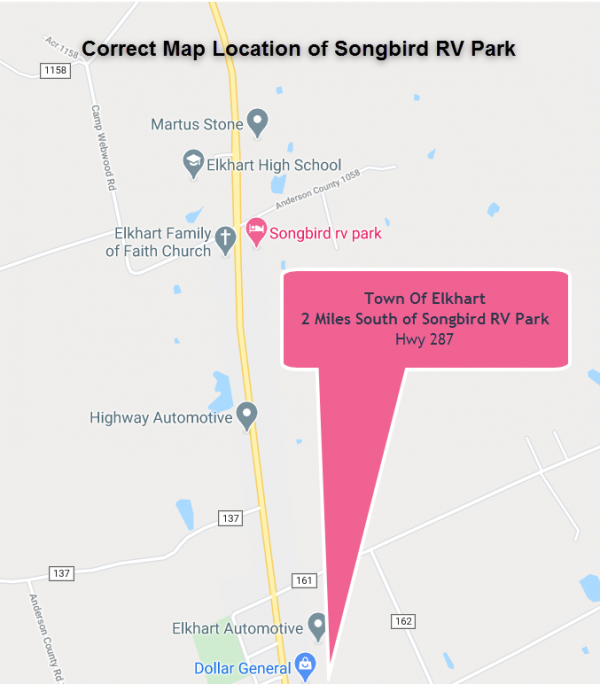 Corrected Map Page – Songbird RV Park